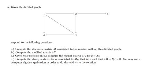 solved given the directed graph 3 4 1 2 5 respond to the