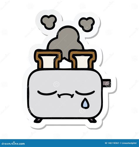 Sticker Of A Cute Cartoon Of A Toaster Stock Vector Illustration Of Toaster Drawing 146118361