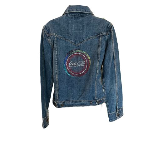 Coca Cola Vtg Coca Cola Jean Jacket Colorful Logo Long Sleeve Button M