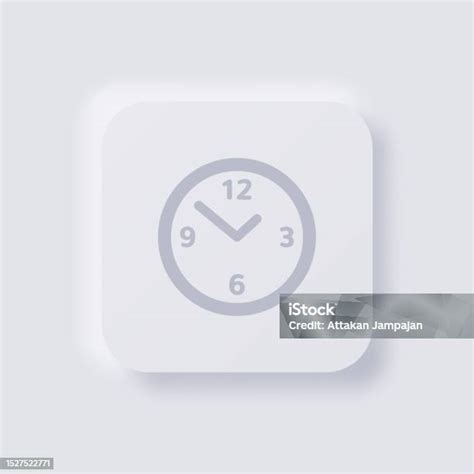 Analog Clock Icon White Neumorphism Soft Ui Design For Web Design