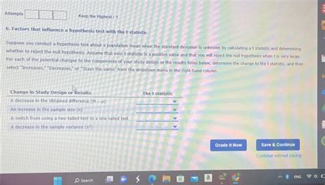Solved 6 Factors That Influence A Hypothesis Test With The