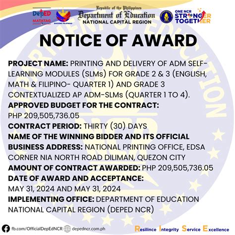 Printing And Delivery Of ADM Self Learning Modules SLMs DepEd National Capital Region