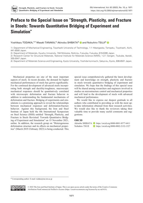 Pdf Preface To The Special Issue On Strength Plasticity And Fracture In Steels Towards