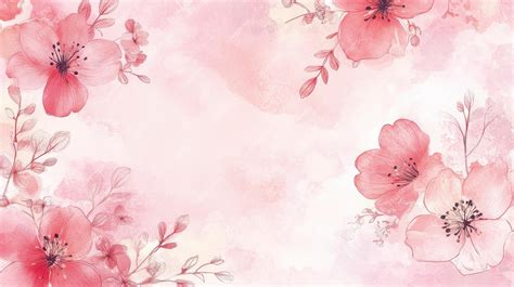 A Soft Pink Floral Background With Delicate Flowers And Leaves For