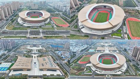 航拍安阳体育馆视频素材下载