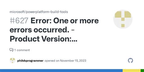 Error One Or More Errors Occurred Product Version 1296g9020cf1