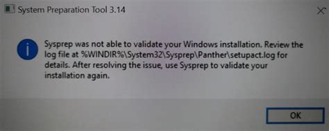 Windows Deployment Sysprep Failed To Validate Server Fault