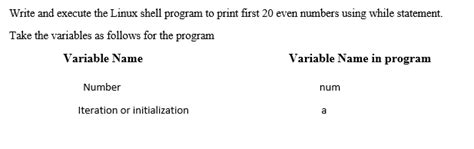 Solved Write And Execute The Linux Shell Program To Print