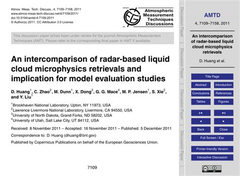 Pdf An Intercomparison Of Radar Based Liquid Cloud Microphysics