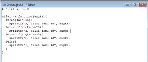 IF ELSE Program Menghitung Nilai Bahasa R
