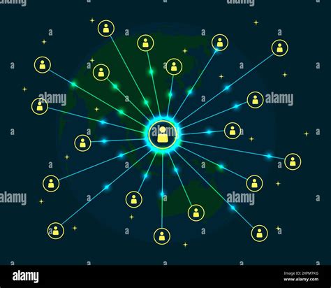 Chain Of People Icon Connected By Lines Cooperation And Interaction Between People And