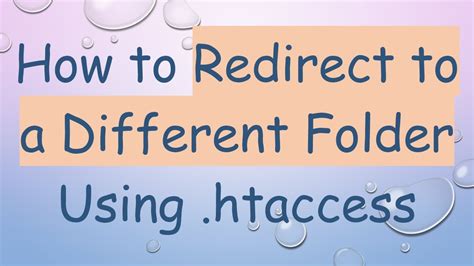 How To Redirect To A Different Folder Using Htaccess Youtube
