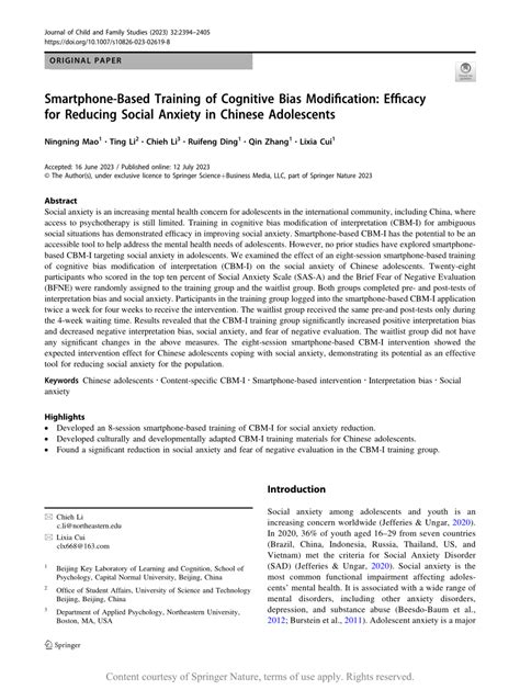 Smartphone‐based Training Of Cognitive Bias Modification Efficacy For