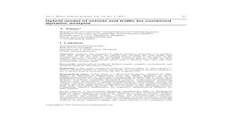pdf hybrid model of vehicle and traffic for combined dynamic