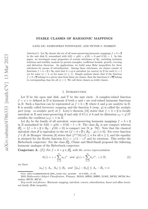 (PDF) Stable classes of harmonic mappings