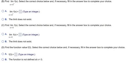 solved a find limf x select the correct choice below
