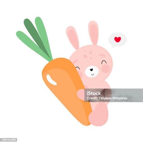 당근귀여운 토끼 만화 스타일 벡터 그림입니다 어린이 물건 카드 포스터 배너 어린이 책 팩인쇄 옷 직물 벽지 섬유 또는 요리에 인쇄 부활제에 대한 스톡 벡터 아트 및 기타