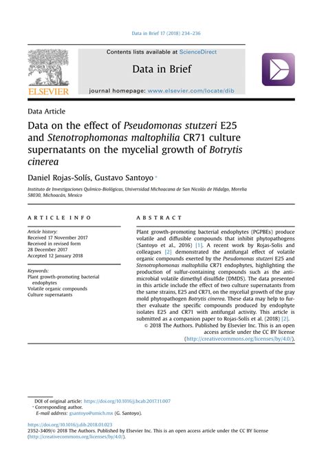 Pdf Data On The Effect Of Pseudomonas Stutzeri E25 And Stenotrophomonas Maltophilia Cr71