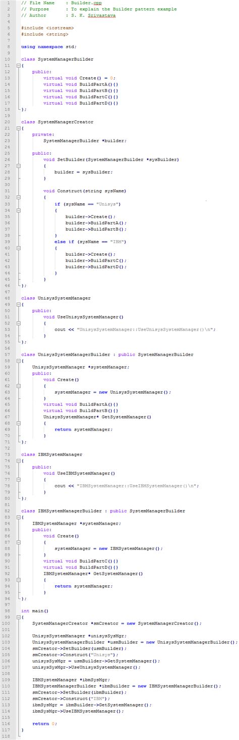 Builder Design Pattern In C