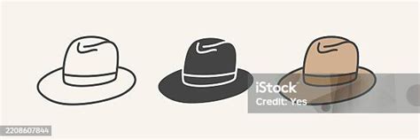 남자 모자의 만화 그림 클래식 페도라 캡 아이콘입니다 앞 모습 벡터 일러스트 레이 션 0명에 대한 스톡 벡터 아트 및 기타 이미지 0명 개인 장식품 고전 양식
