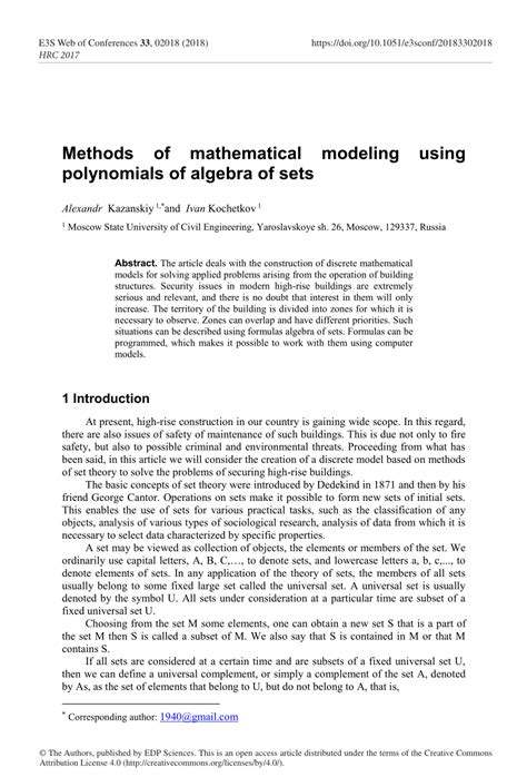 Pdf Methods Of Mathematical Modeling Using Polynomials Of Algebra Of Sets Pdf Methods Of Mathematical Modeling Using Polynomials Of Algebra Of Sets