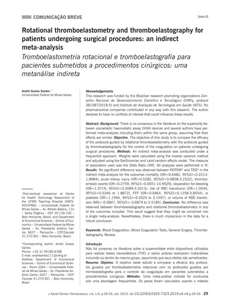 Pdf Rotational Thromboelastometry And Thromboelastography For Patients Undergoing Surgical