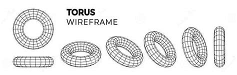 Wireframe Torus Grid With Different Structure Of Mesh Frame Isolated