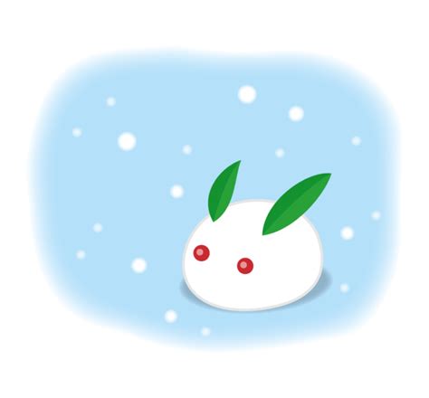 雪降る中の雪ウサギのイラスト フリー素材 イラストミント