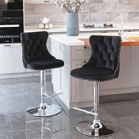Furnitureswivel Velvet Barstools Adjusatble Seat Height From 25 33