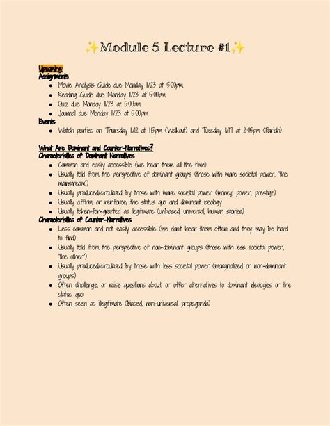 Module 5 Lecture 1 Notes Module 5 Lecture 1 Upcoming Assignments