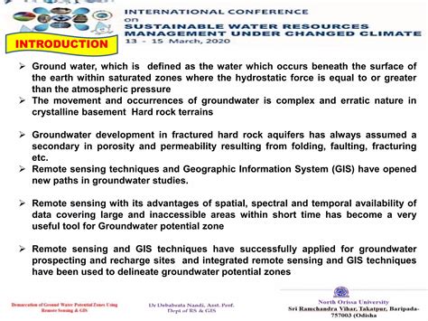 Demarcation Of Ground Water Potential Zones Using Remote Sensing And Gis Ppt
