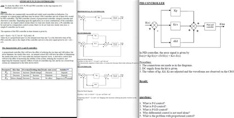 Solved STUDY OF P P I P I D CONTROLLERS PID CONTROLLER Chegg Com