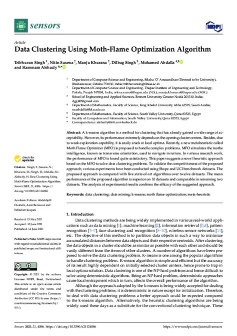 Pdf Data Clustering Using Moth Flame Optimization Algorithm