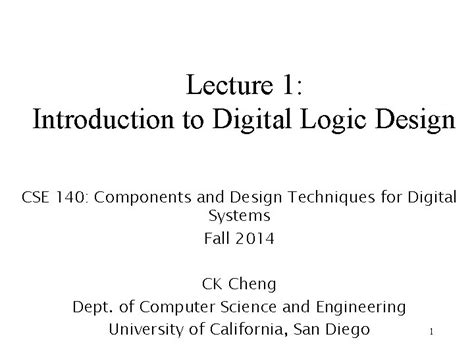 lecture 1 introduction to digital logic design cse