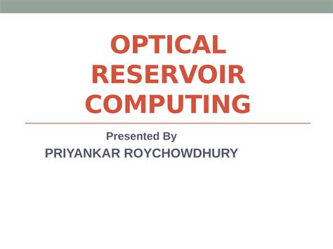 PDF Optical Reservoir Computing
