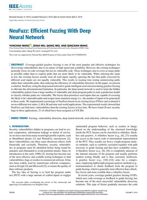 pdf neufuzz efficient fuzzing with deep neural network received