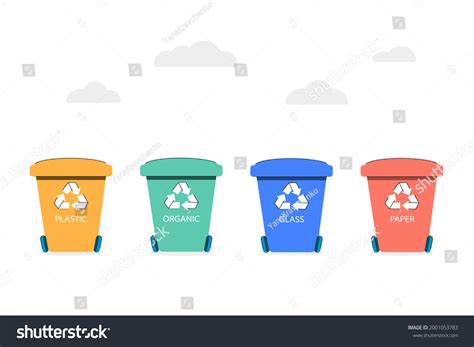 Many Garbage Cans Sorted Garbage Sorting Stock Illustration 2001053783