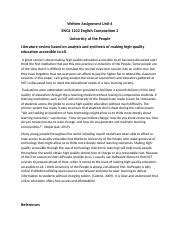 Written Assignment Unit 4.docx - Written Assignment Unit 4 ENGL 1102 ...