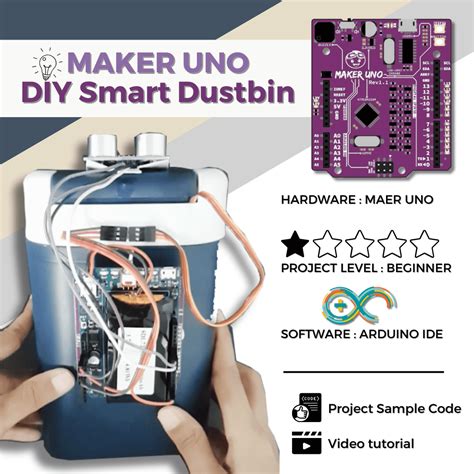Diy Smart Dustbin Using Maker Uno And Ultrasonic Sensor