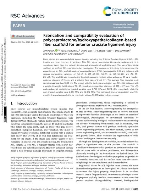 Pdf Fabrication And Compatibility Evaluation Of Polycaprolactone Hydroxyapatite Collagen Based