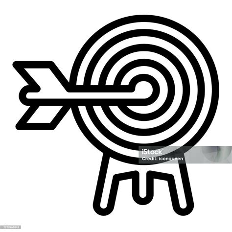 삼각대 스탠드 라인 아이콘에 활 화살표와 대상 디자인 모집 개념 벡터 그래픽입니다 작업 완료 흰색 배경에 성공 표시 스타일 모바일 또는 디자인 가리키기에 대한 스톡 벡터