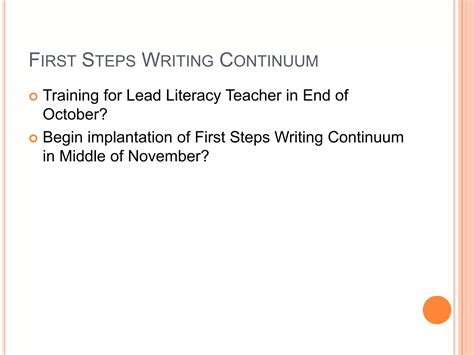 What Is First Steps Reading And Writing Continuum Pptx