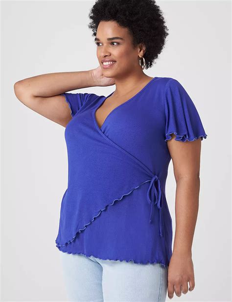 Classic Cap Flutter V Neck Real Wra Lanebryant
