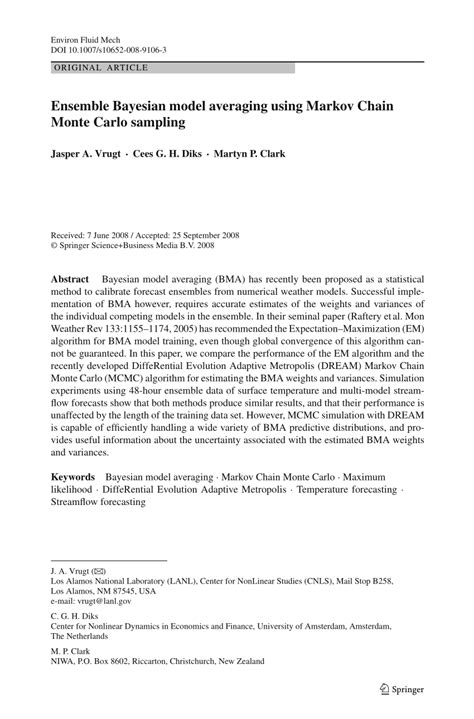 pdf ensemble bayesian model averaging using markov chain monte carlo