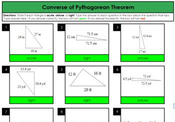 Converse Of Pythagorean Theorem Google Sheet Activity By Math Interactive