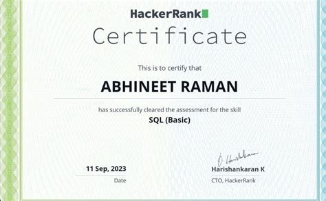 Abhineet Raman On Linkedin Sql Hackerrank Skills Dataanalysis