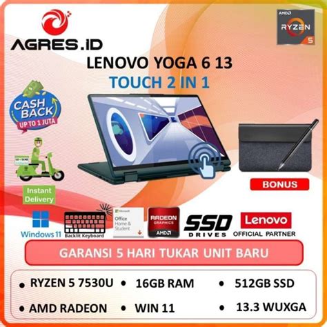 Jual Lenovo Yoga 6 2in1 Touch Ryzen 5 7530u 16gb 512ssd Ips 100srgb 13 3 Di Seller Agres Id