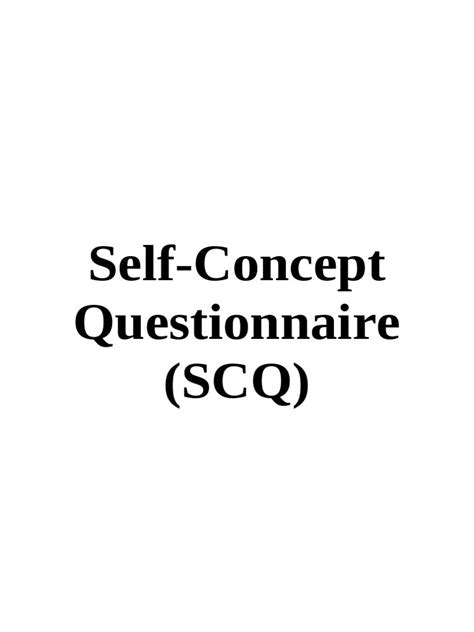 Self Concept Questionnaire Scq Pdf