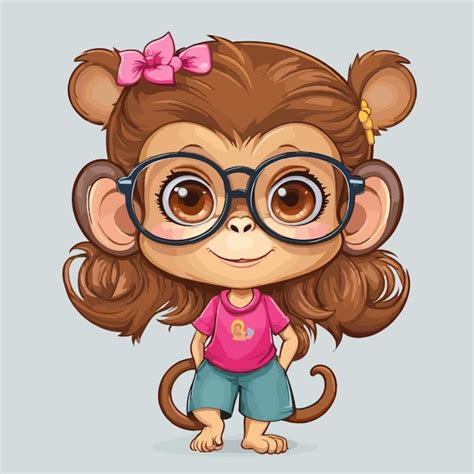 Premium Vector Cute Monkey Girl Vector On A White Background
