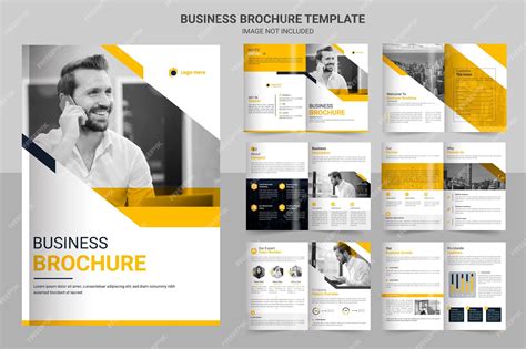 Premium Vector Business Brochure Template Layout Design Minimal Business 12 Page Yellow